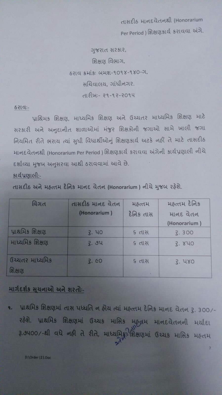 Pravasi Shikshak Bharti Karva Babat Paripatra Date 21-12-2015 - GujInfo